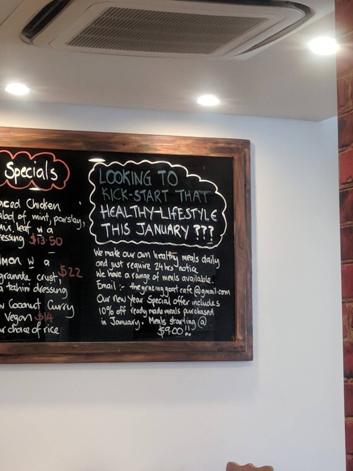 Menu at The Grazing Goat Cafe, Mackay