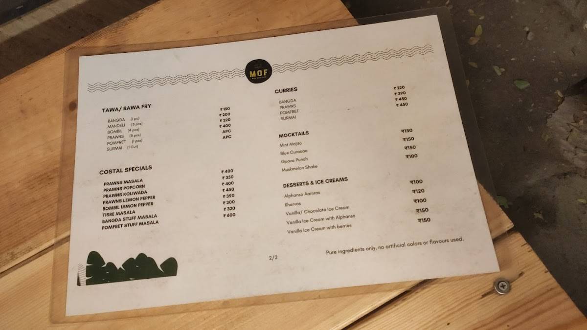 Menu at Mad Over Fish, Pune