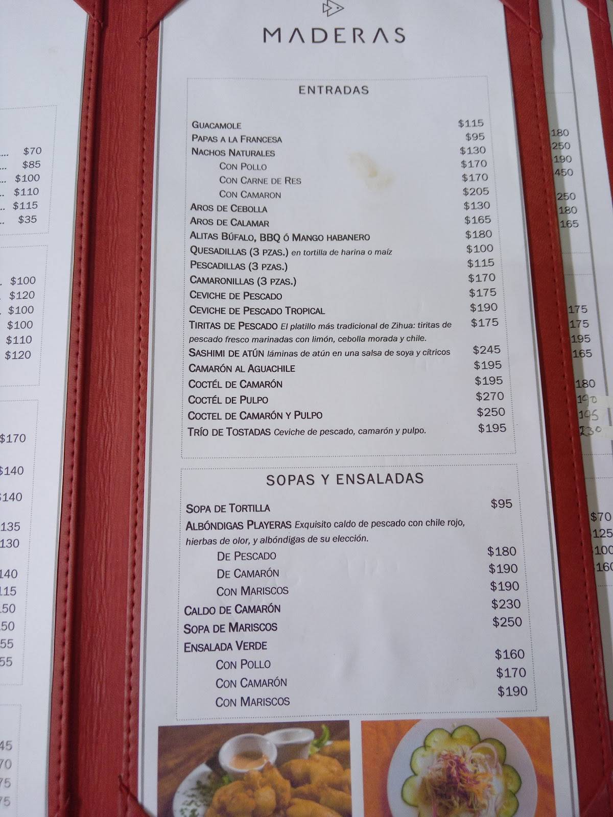 Carta de Maderas Restaurante, Zihuatanejo
