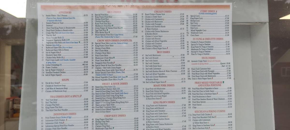 Menu at New China One fast food, Maidenhead