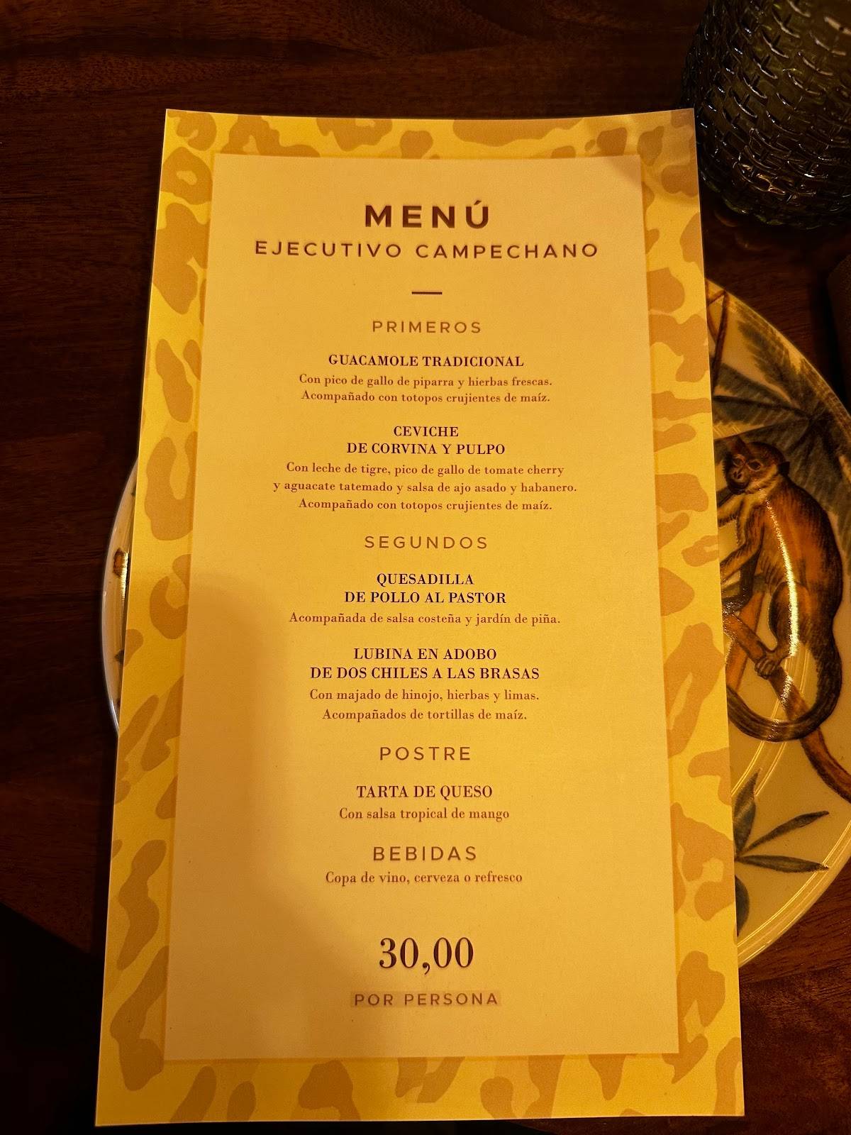 Carta de Maison Jaguar, restaurante mexicano con espectáculo, Madrid