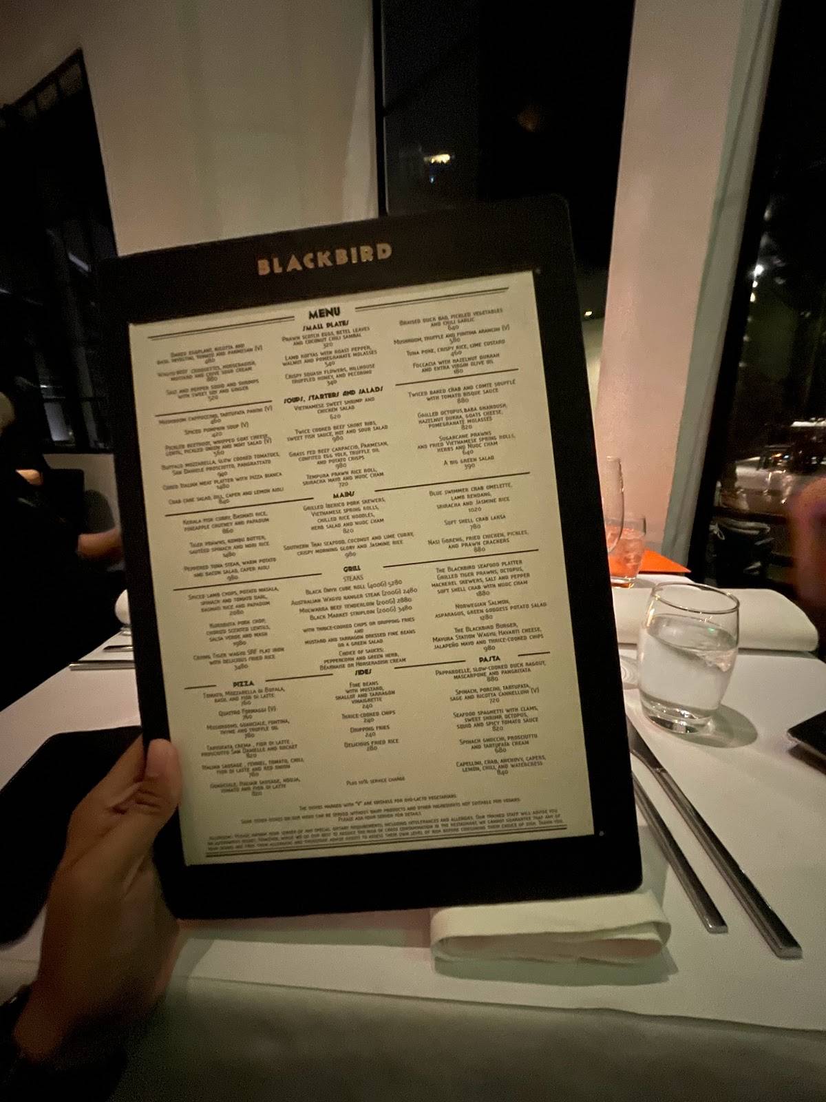 Menu at Blackbird Makati restaurant, Makati, 1229 Makati Ave