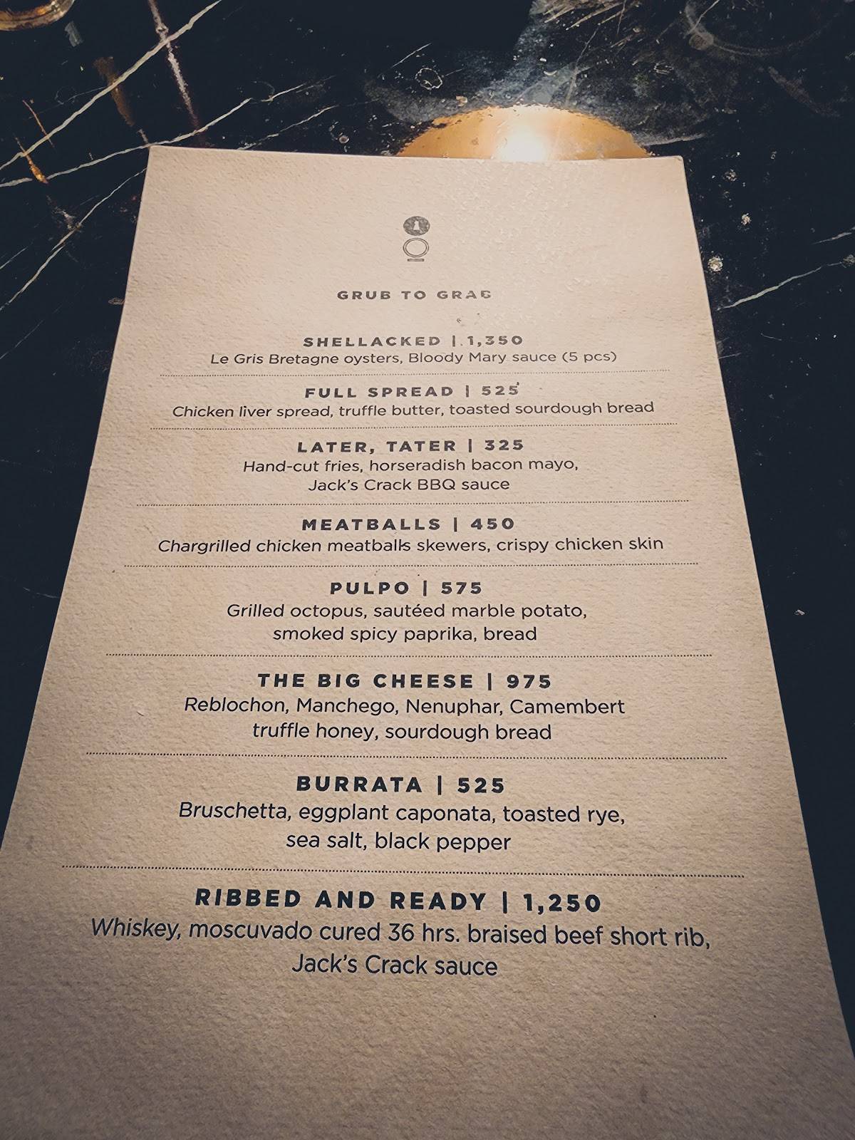 Menu at The Back Room pub & bar, Taguig, 30th Street