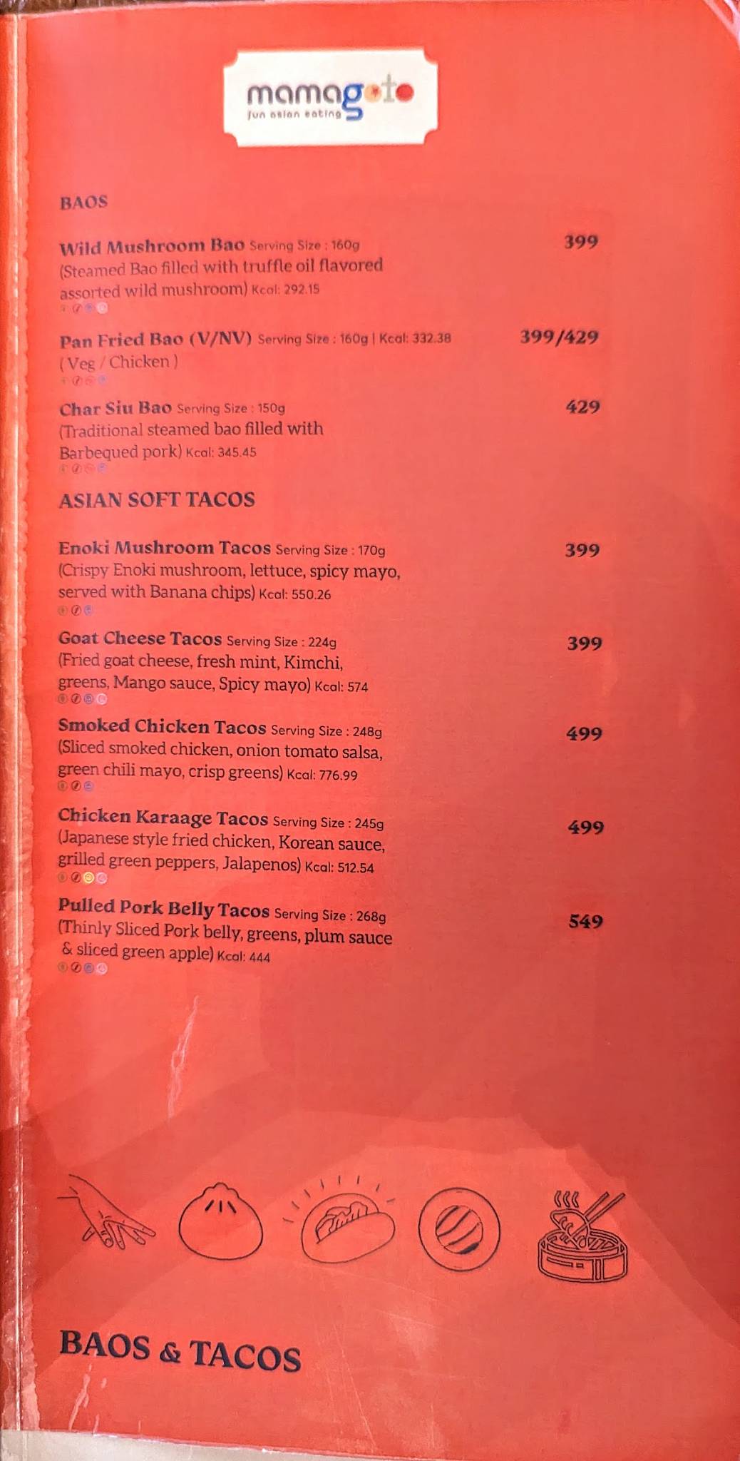 Menu at Mamagoto, Chandigarh