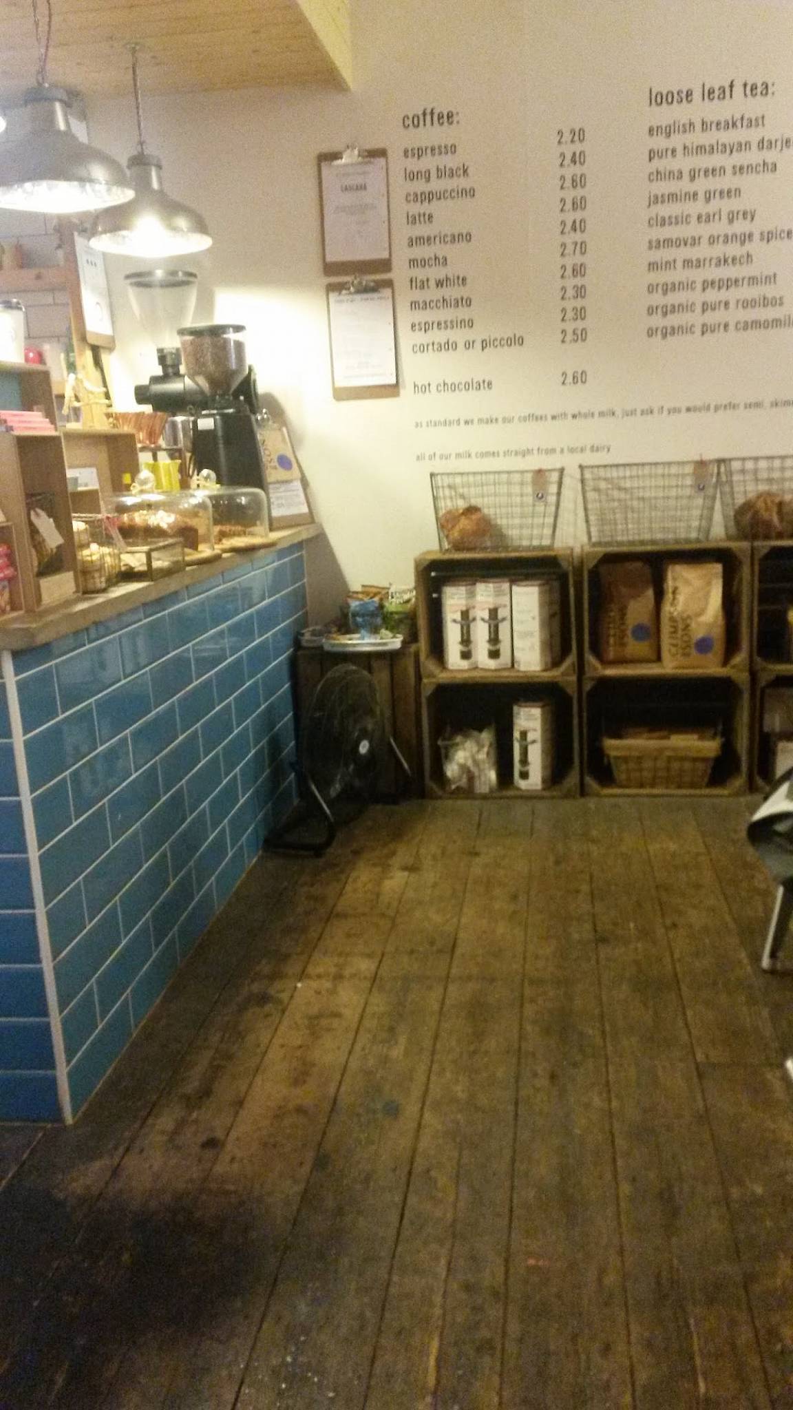Menu at Fig + Sparrow cafe, Manchester