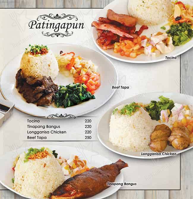 Menu at Mangan restaurant, Quezon City, Ortigas Ave