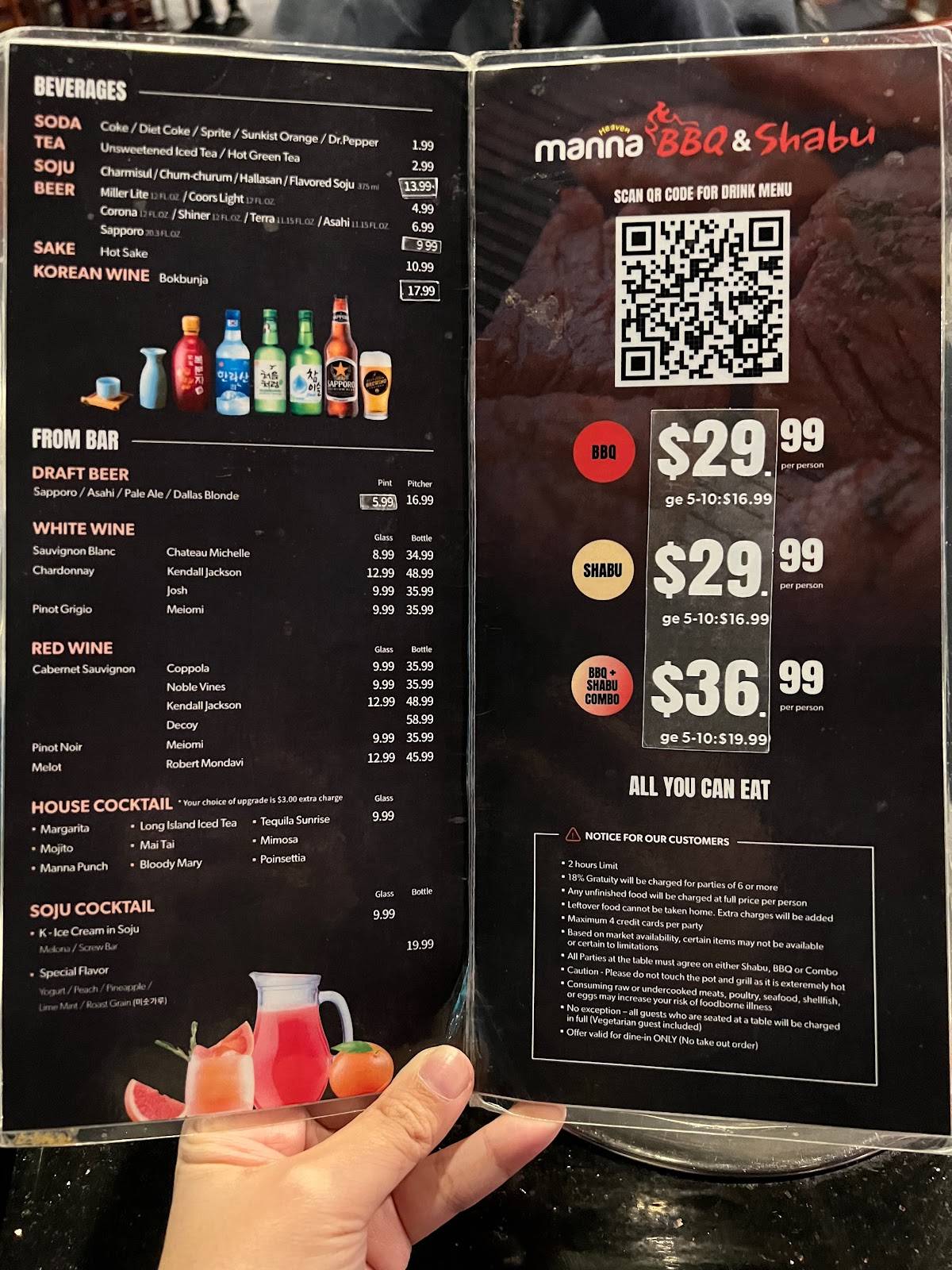 Carta de Manna Korean BBQ & Shabu in Lewisville - Hot pot, Lewisville