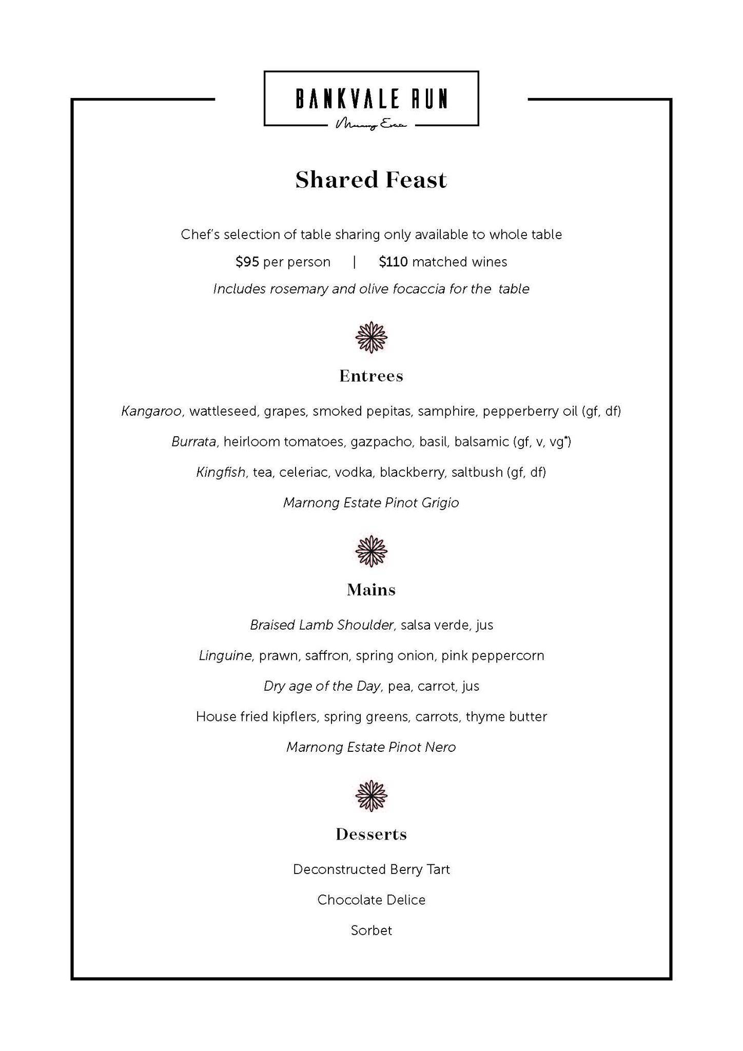 Menu at Marnong Estate - Winery restaurant, Mickleham