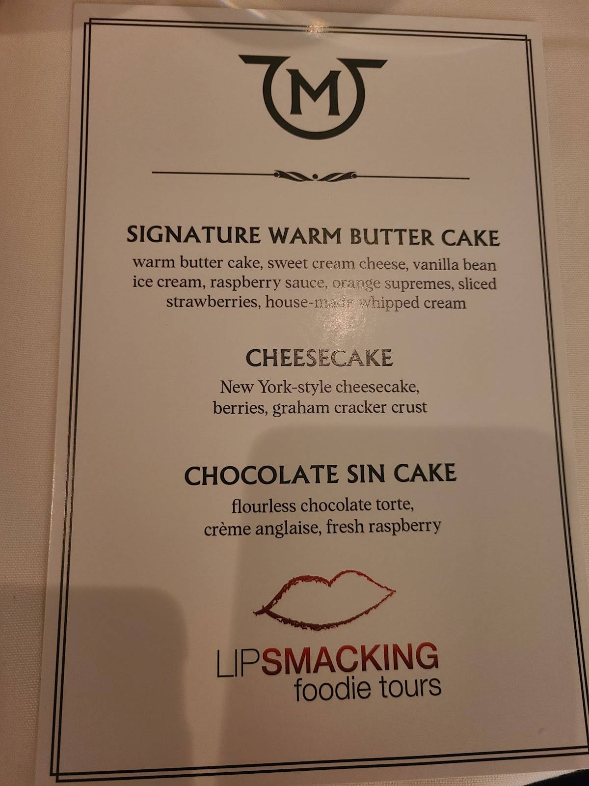Menu at Mastro's Ocean Club, Las Vegas