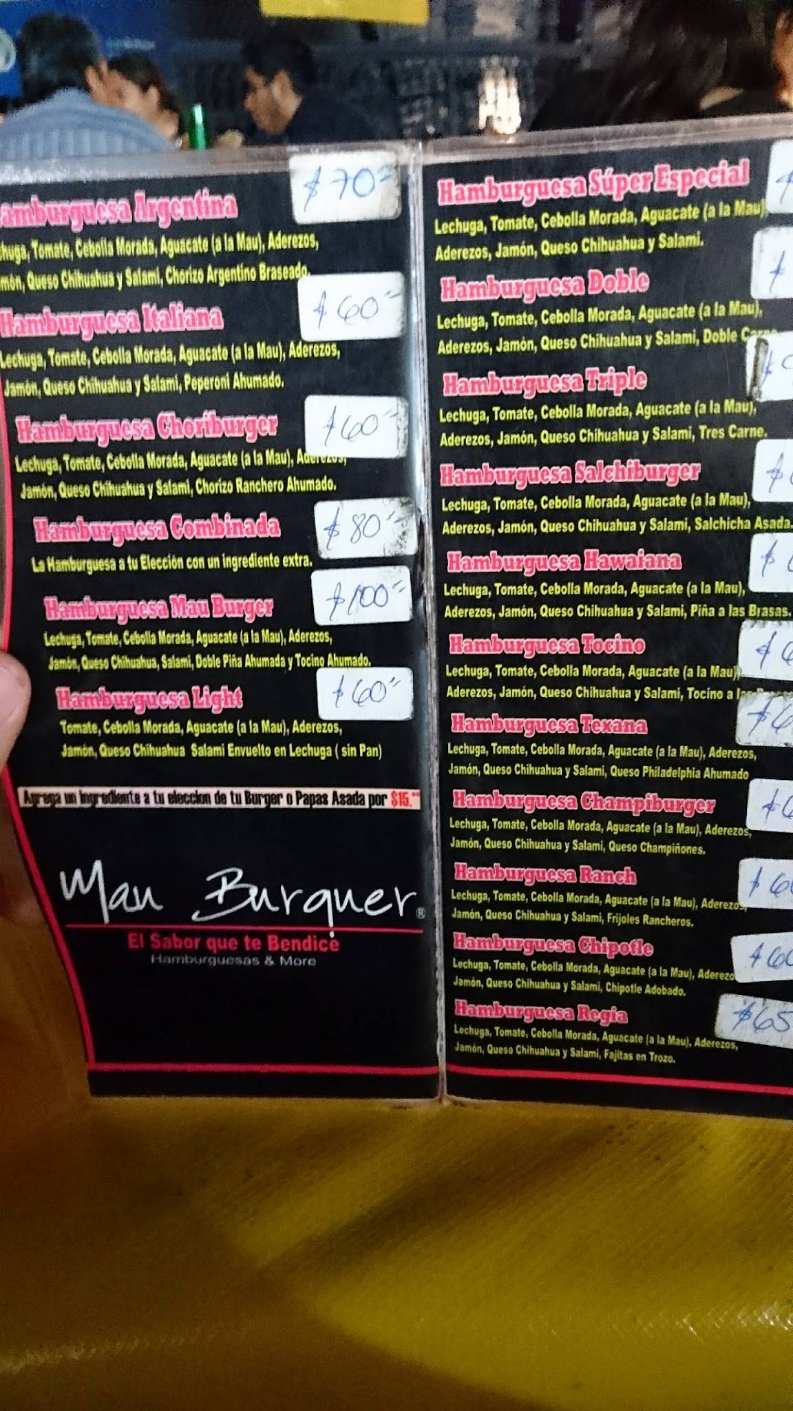 Carta del restaurante Mau Burger, San Nicolás del los Garza, Av. Santo ...