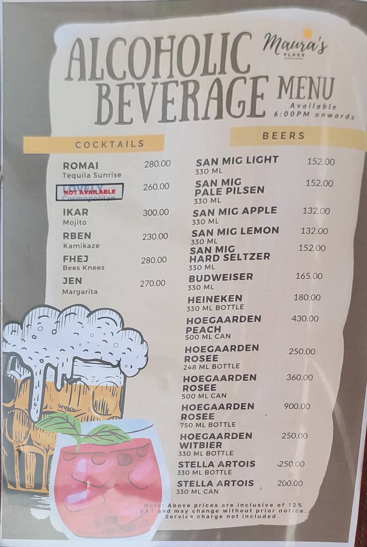 Menu at Maura's Place by Mela and Mai restaurant, Antipolo