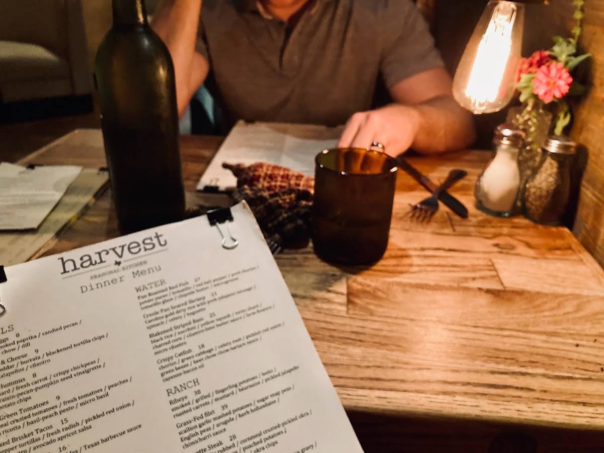 Menu at Harvest at the Masonic restaurant, McKinney
