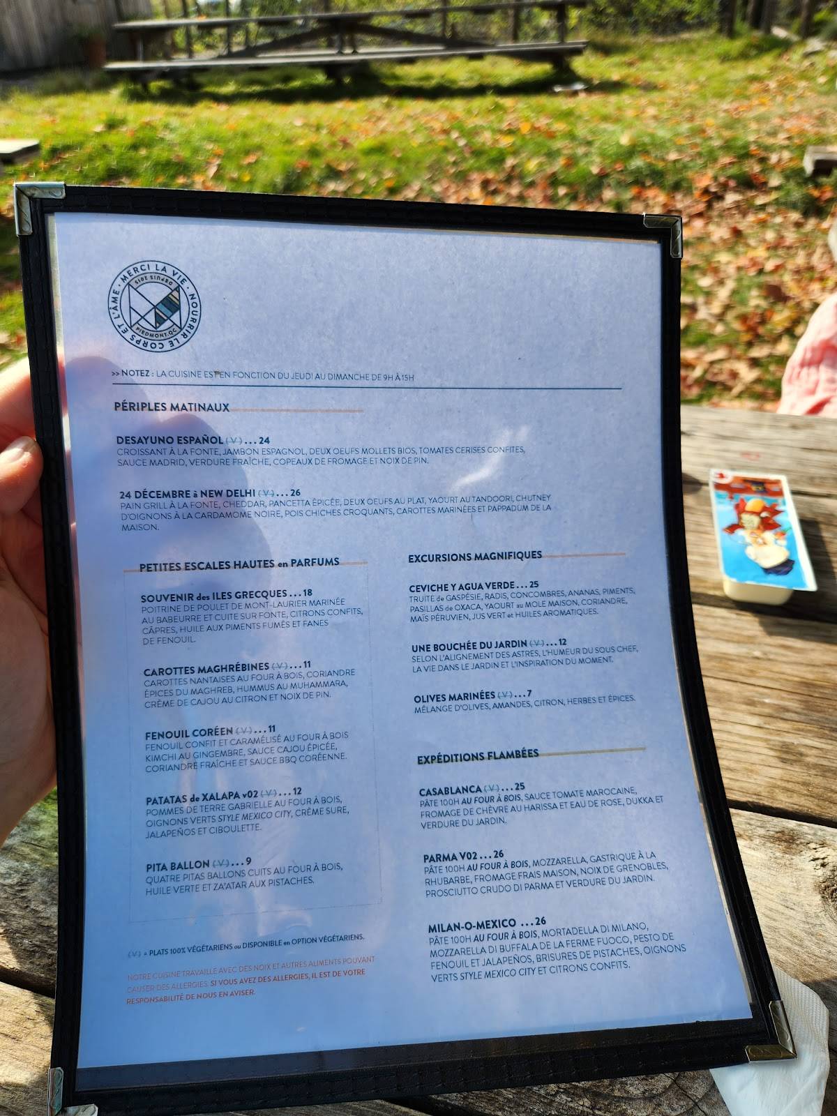 Menu at Merci la Vie bakery, Piedmont, 485 Bd des Laurentides