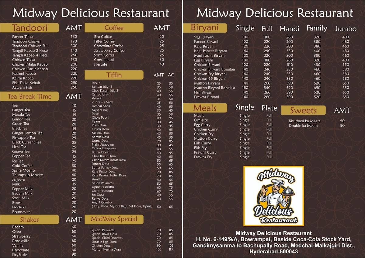 Menu at Midway Delicious, Hyderabad
