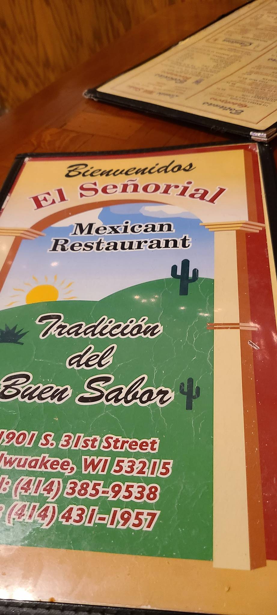 Menu at El Señorial Mexican restaurant, Milwaukee, S 31st St