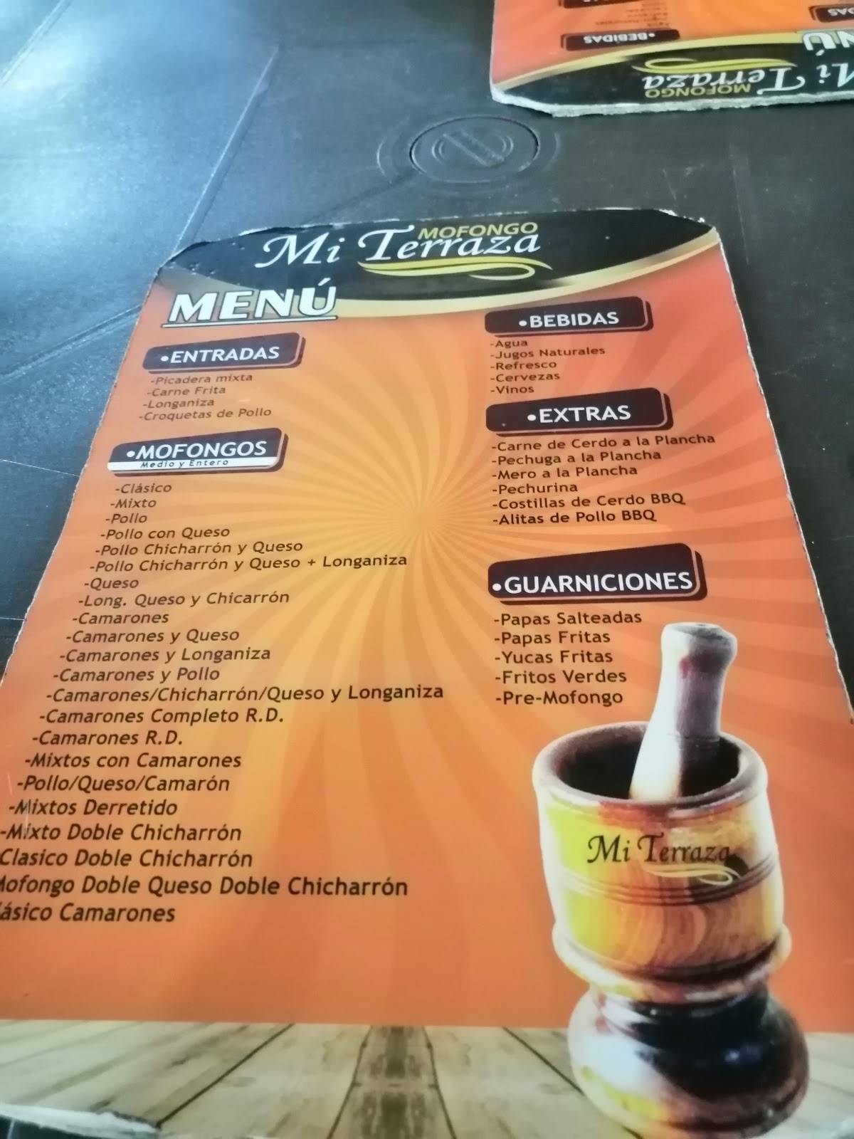 Menu at Mofongo Mi Terraza - El Original restaurant, Moca