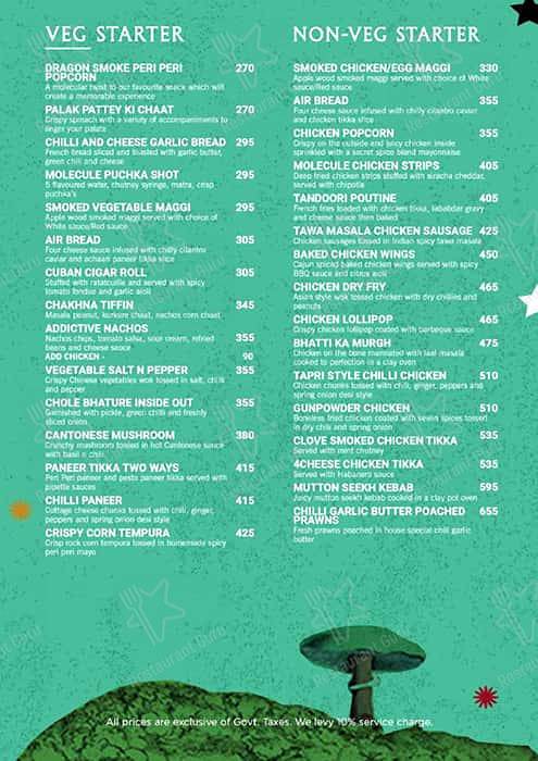 Menu at Molecule Varanasi, Varanasi