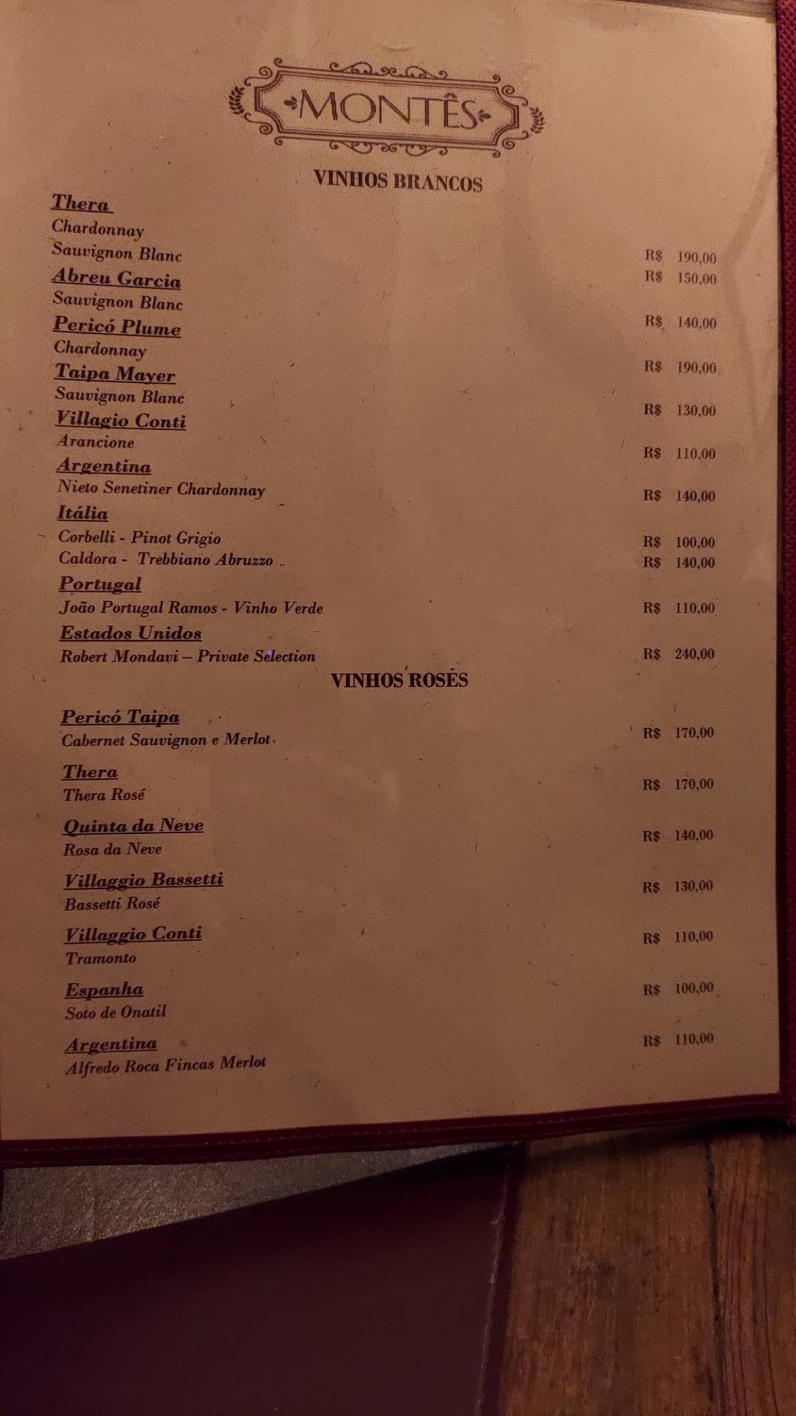 Menu em Montês Restaurante, Urubici