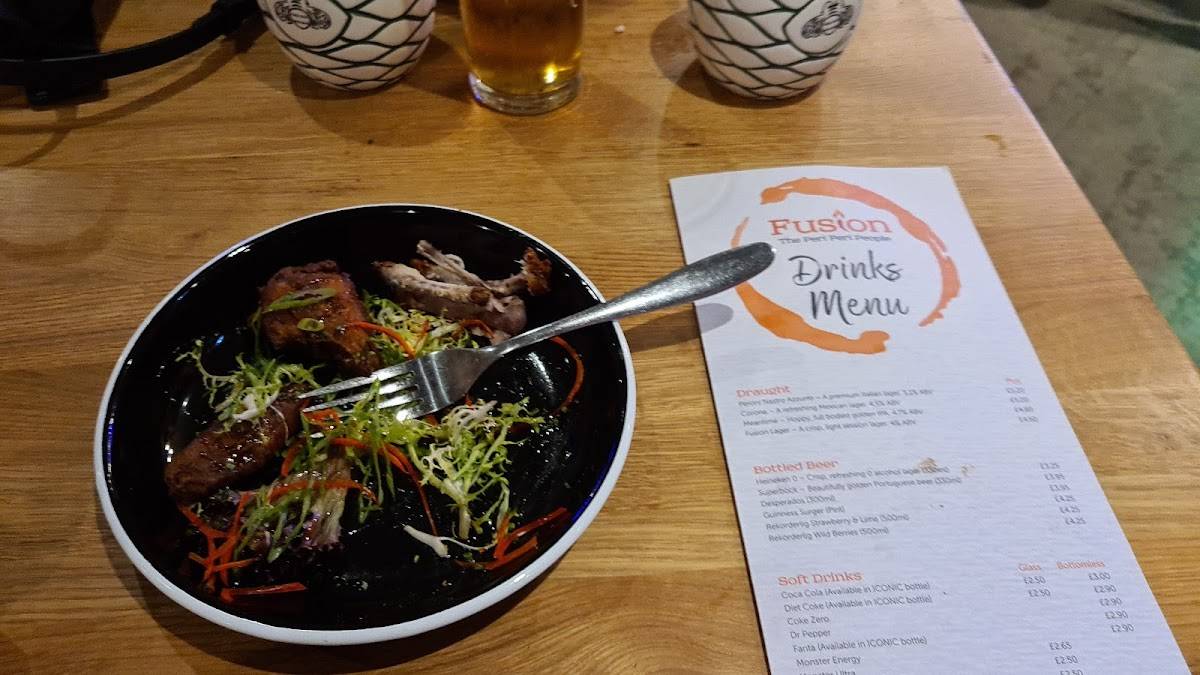 Menu at Fusion Sports Bar, Morecambe, 3-5 Pedder St