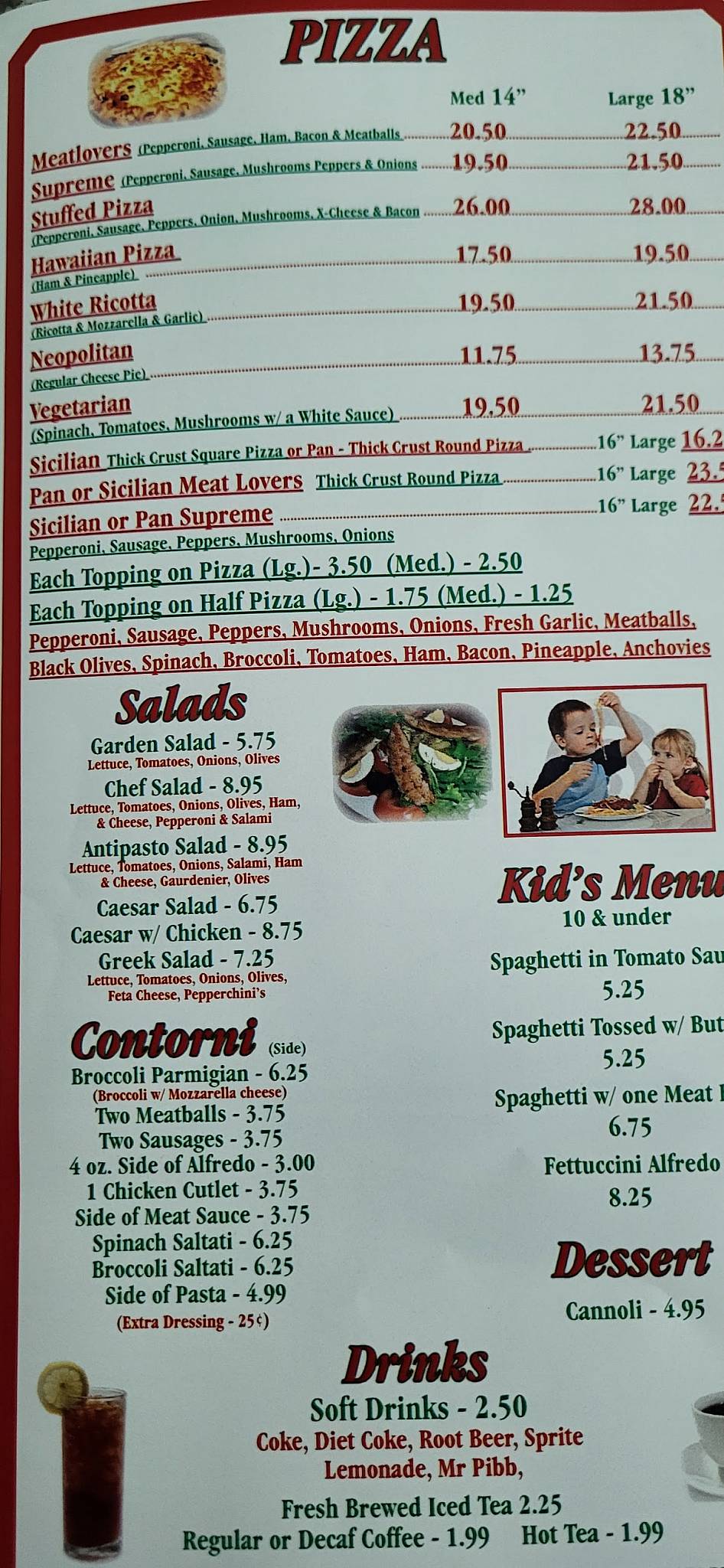 Menu at Moschello's II pizzeria, Citrus Springs