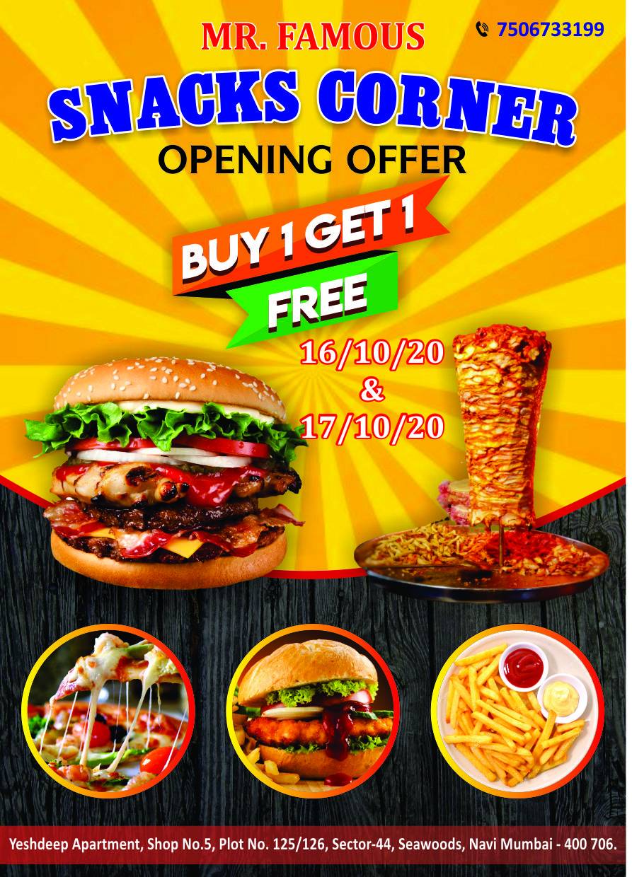 Menu at Mr. Famous snacks corner, Navi Mumbai