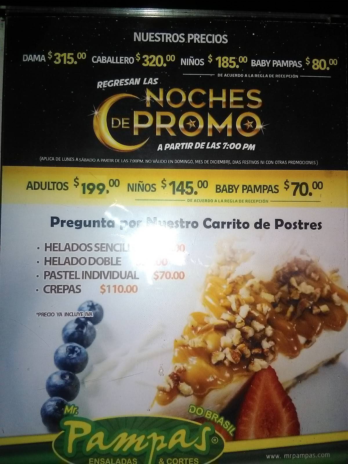 Menu at Mr Pampas Torreón pub & bar, Torreón