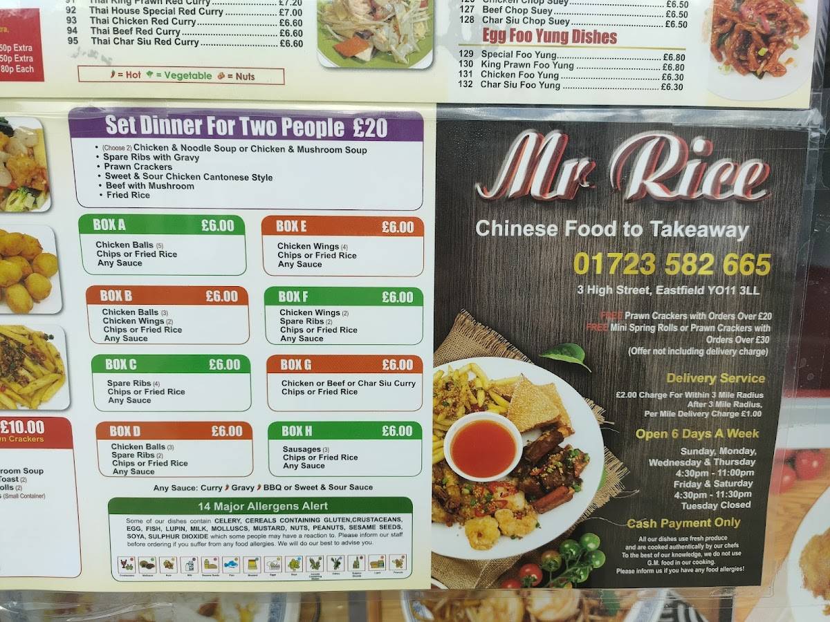 Menu at Mr.Rice restaurant, Scarborough
