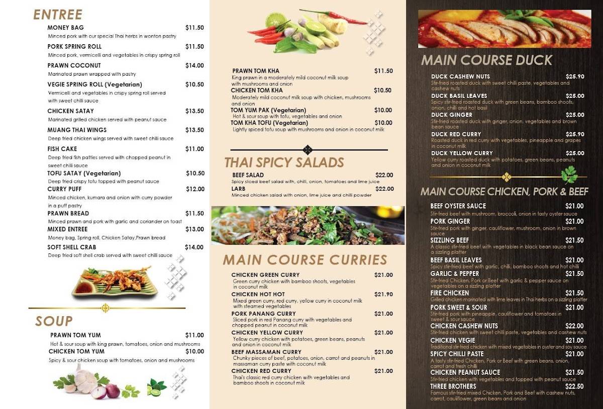 Menu at Muang Thai Pukekohe Restaurant, Pukekohe