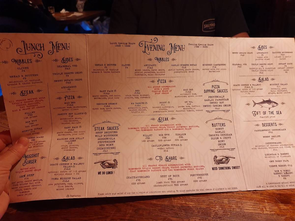 Menu at Mugshot Restaurants Bristol, Bristol