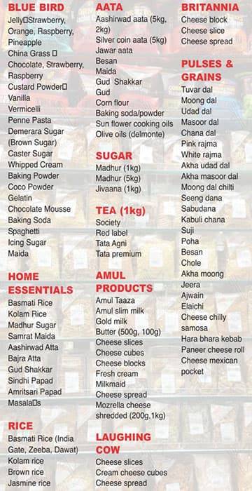 Menu at Mithaas, Mumbai, 25