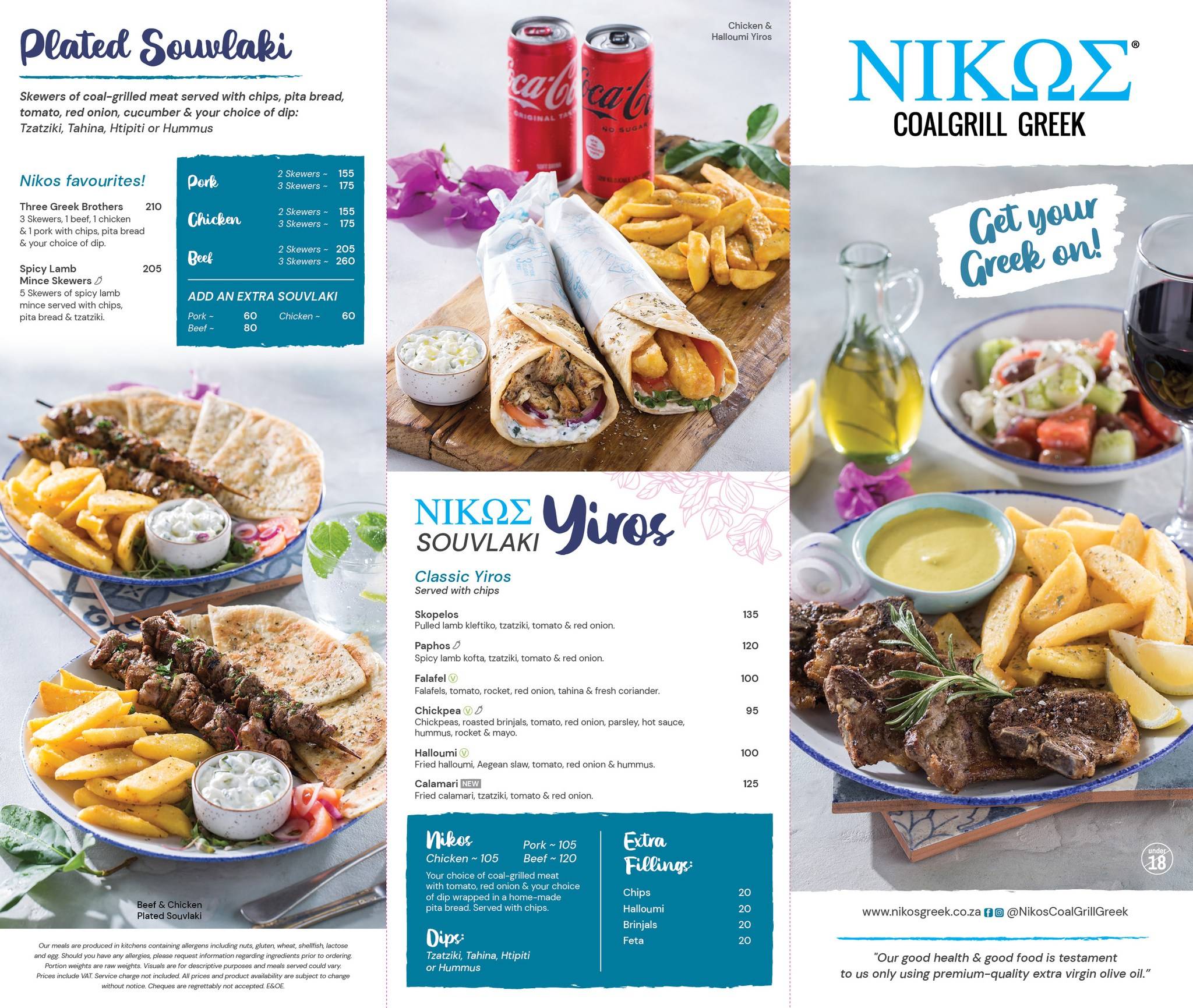Speisekarte von NIKOS Durban North restaurant, Durban, 54 Adelaide Tambo Dr