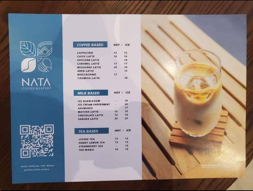 Menu at Nata Coffee and Eatery restaurant, Blitar