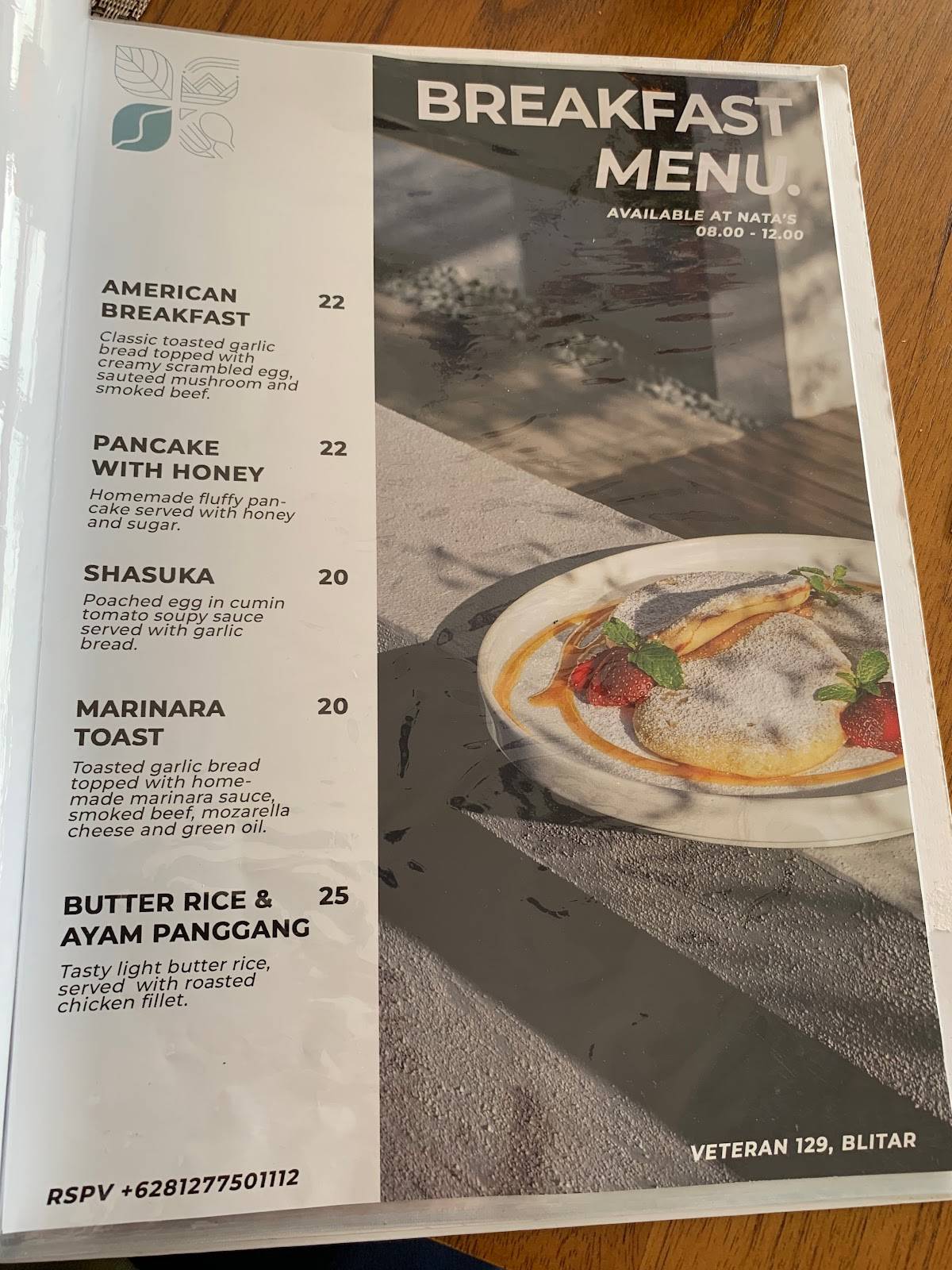 Menu at Nata Coffee and Eatery restaurant, Blitar
