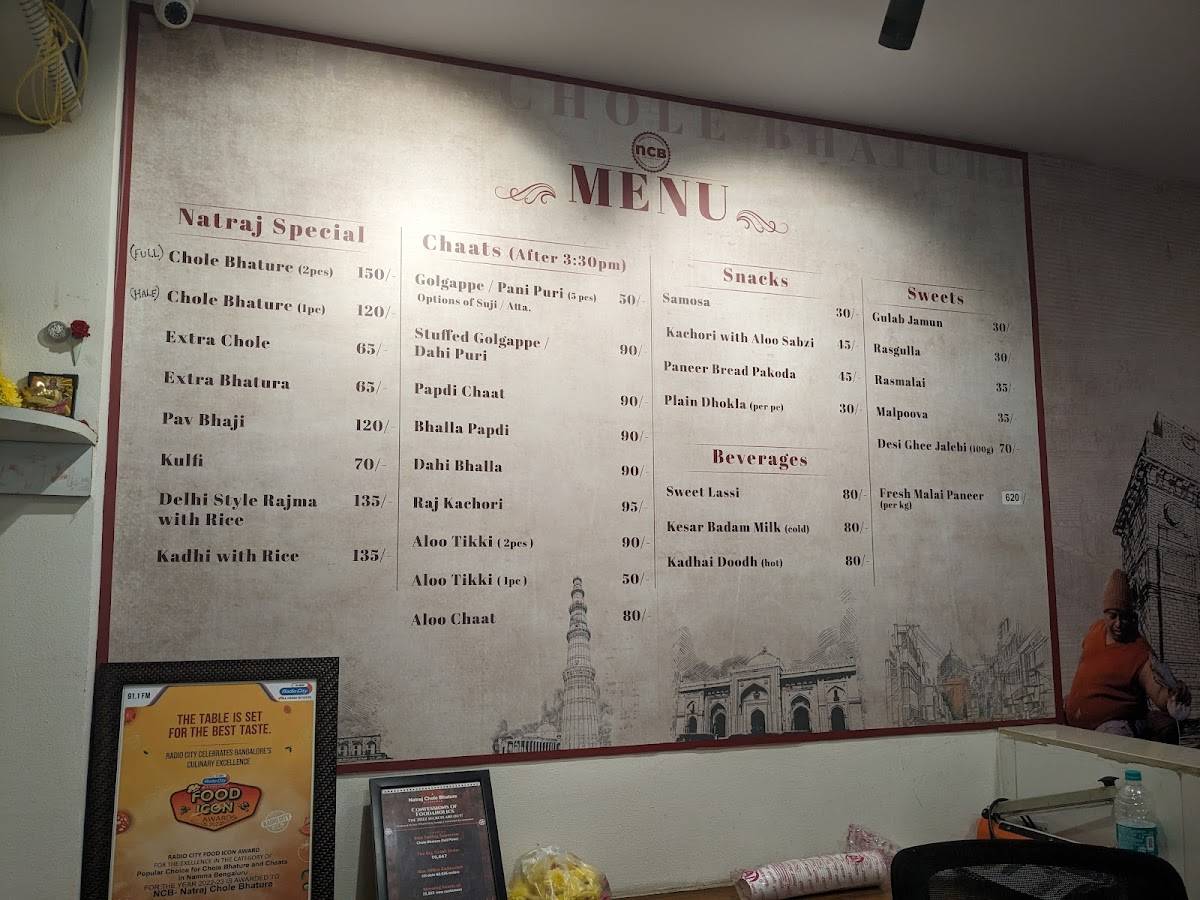 Menu at Natraj Chole Bhature Paharganj Wale, Bengaluru
