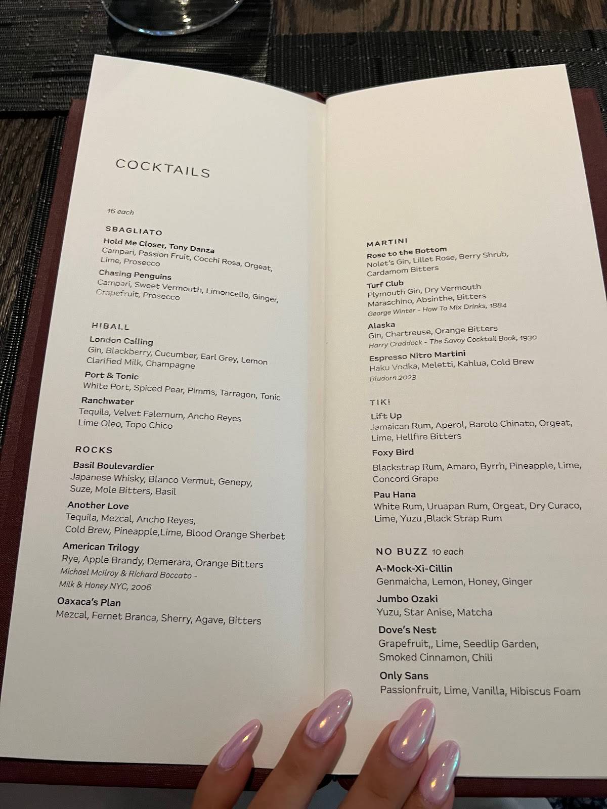 Menu at Navy Blue restaurant, Houston