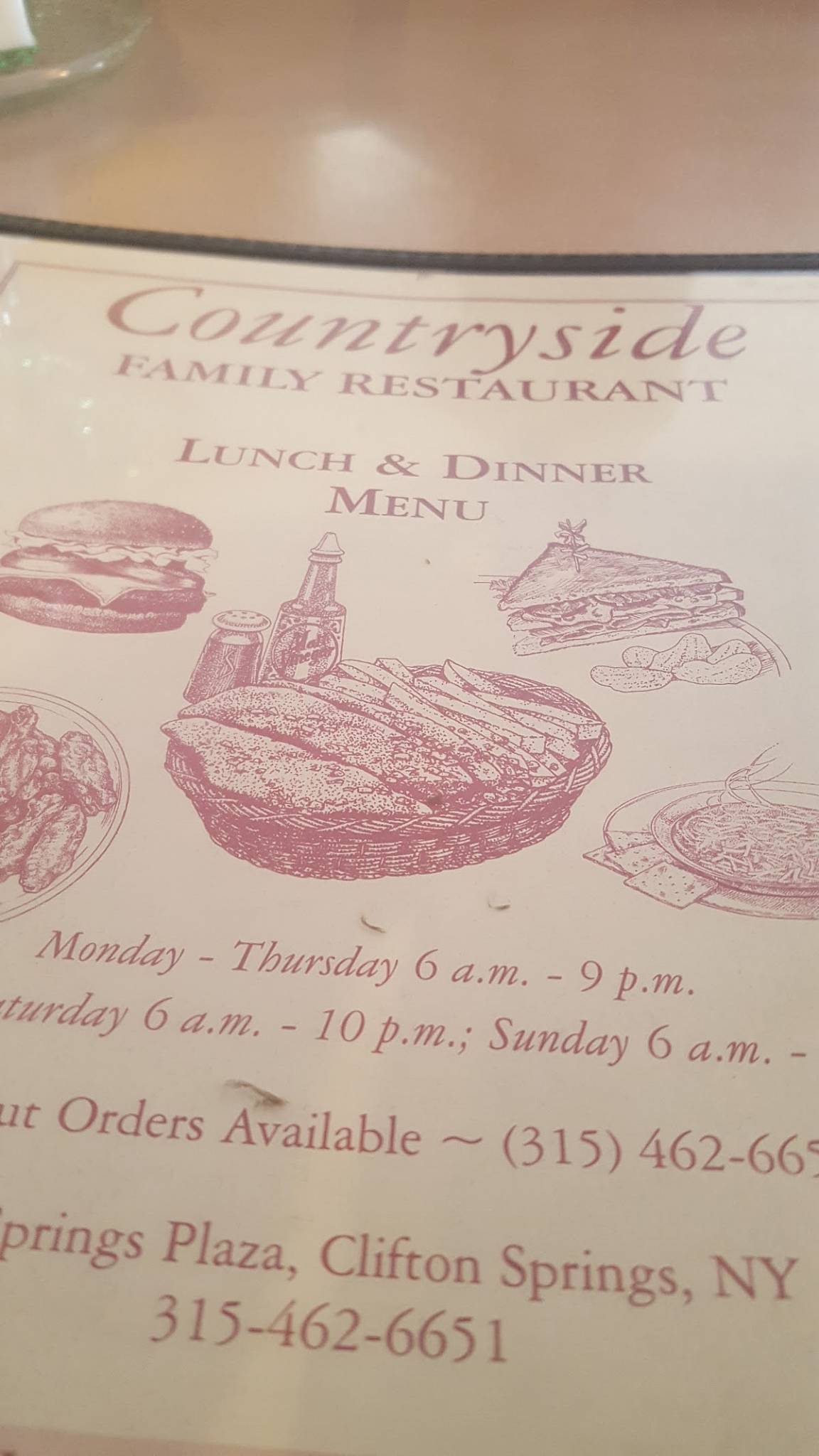 Menu at New Countryside Family Restaurant, Clifton Springs