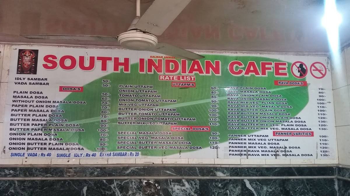 Menu at South Indian Cafe, Delhi, R-20