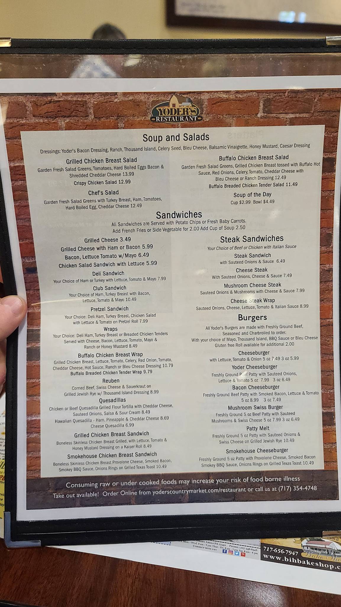 Menu at Yoder's Restaurant & Buffet, New Holland