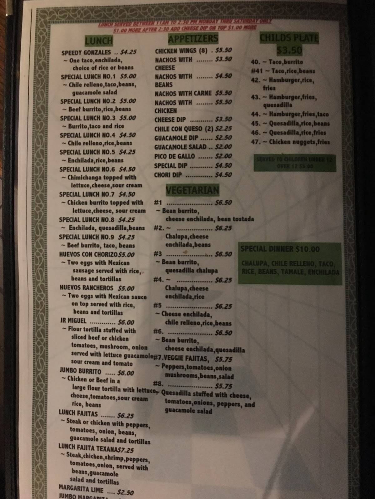 Menu at Rio Grande restaurant, Nitro, 503 1st Ave S