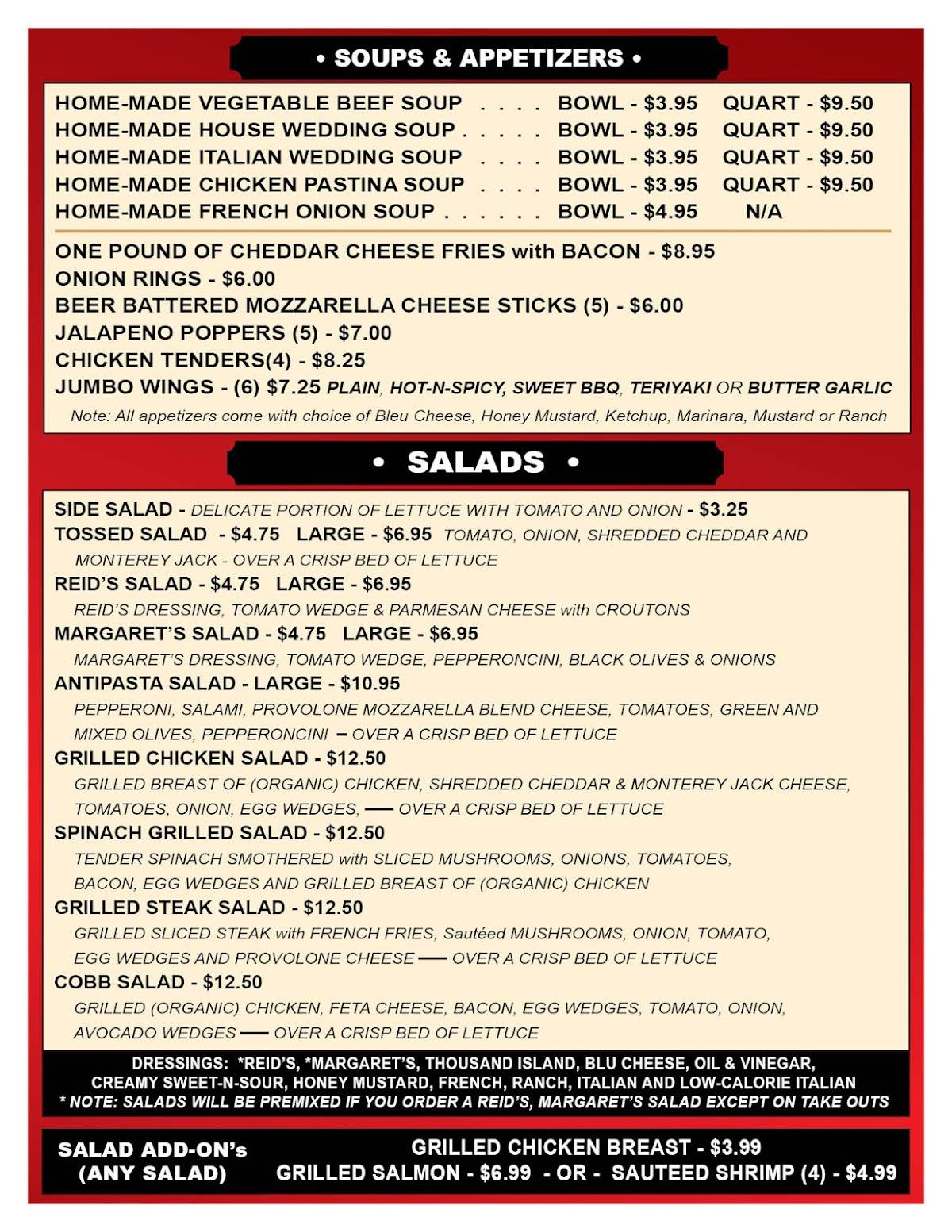 Menu at FOP restaurant, Nutter Fort