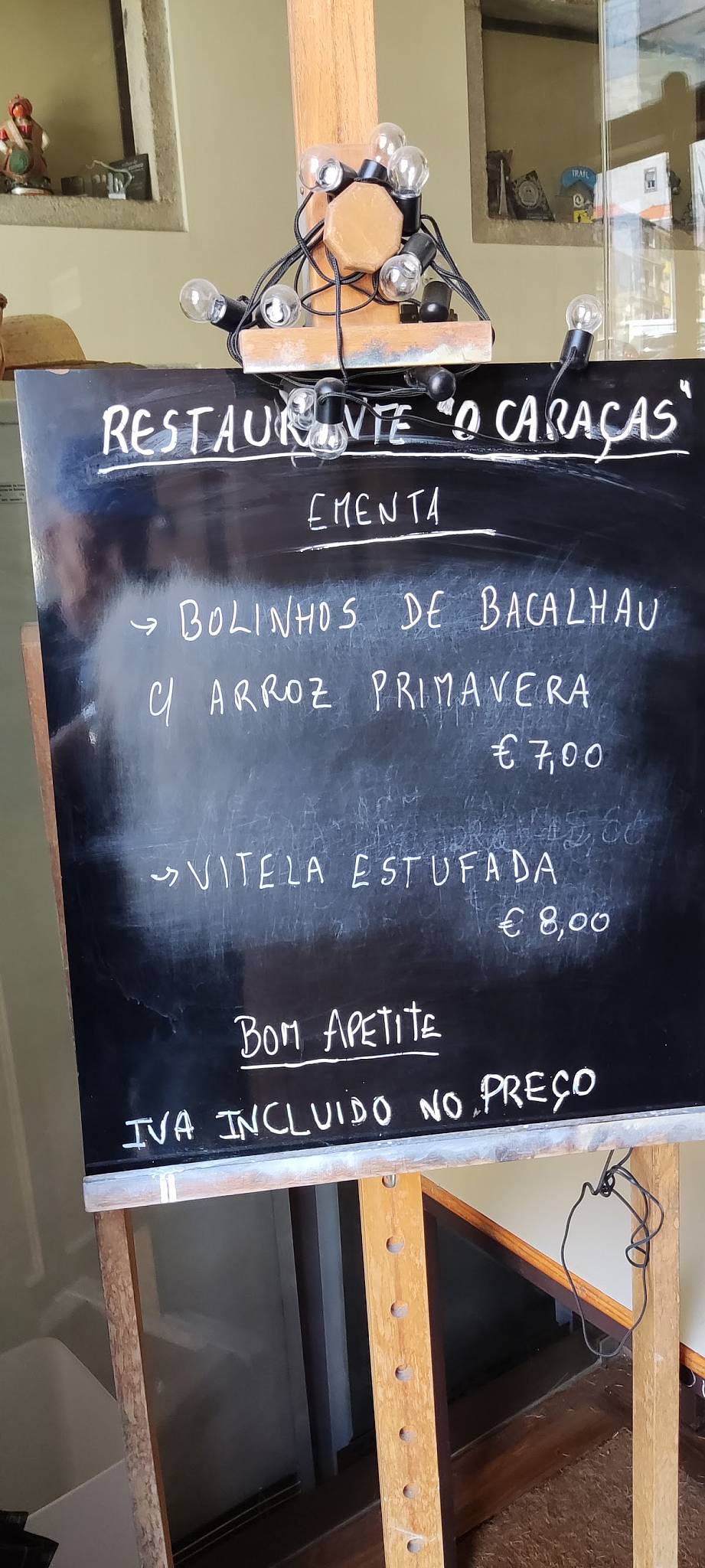 Menu em O Caraças restaurante, Porto
