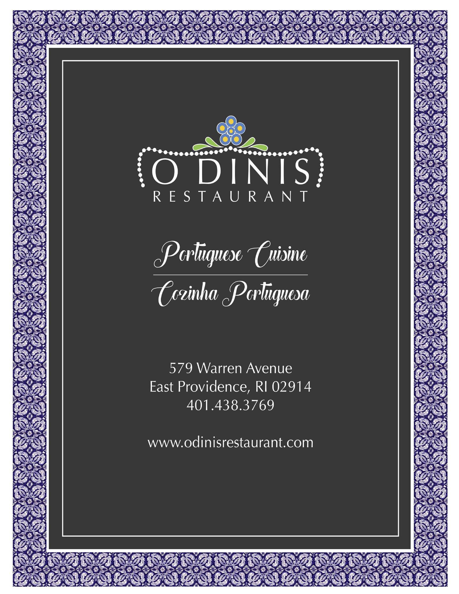 Menu at O Dinis restaurant, East Providence