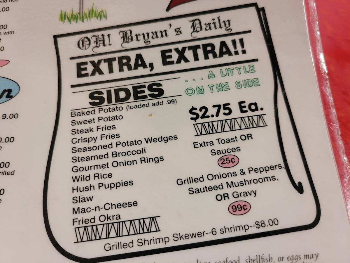 Menu at OH! Bryan's Family Steak House steakhouse, Hartselle