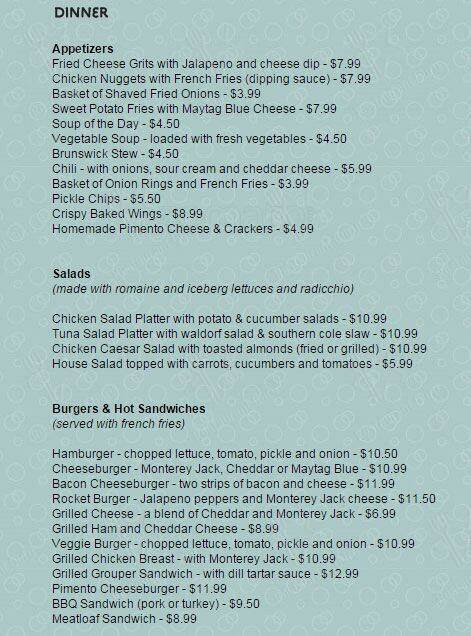 Menu at OK Cafe, Atlanta