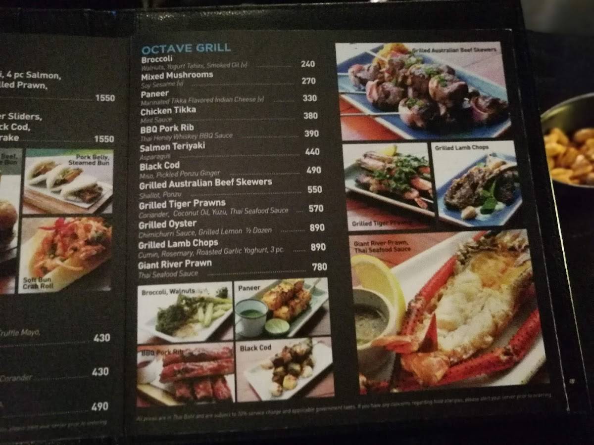 Menu at Octave Rooftop Lounge & Bar, Bangkok