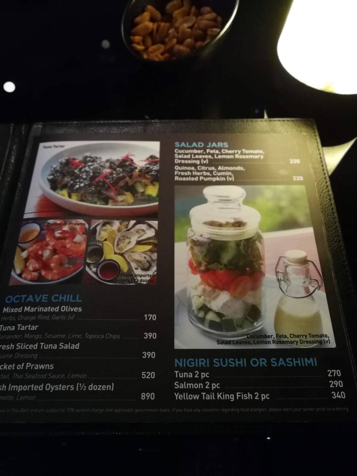 Menu at Octave Rooftop Lounge & Bar, Bangkok