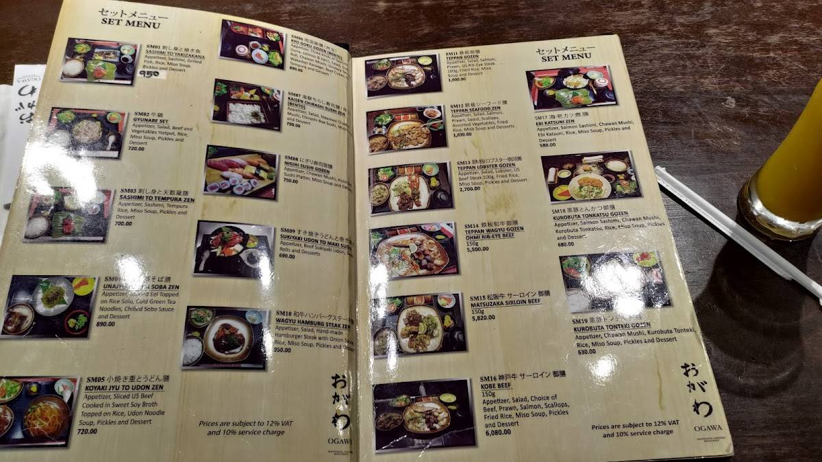 Menu at Ogawa restaurant, Taguig, The Fort Strip