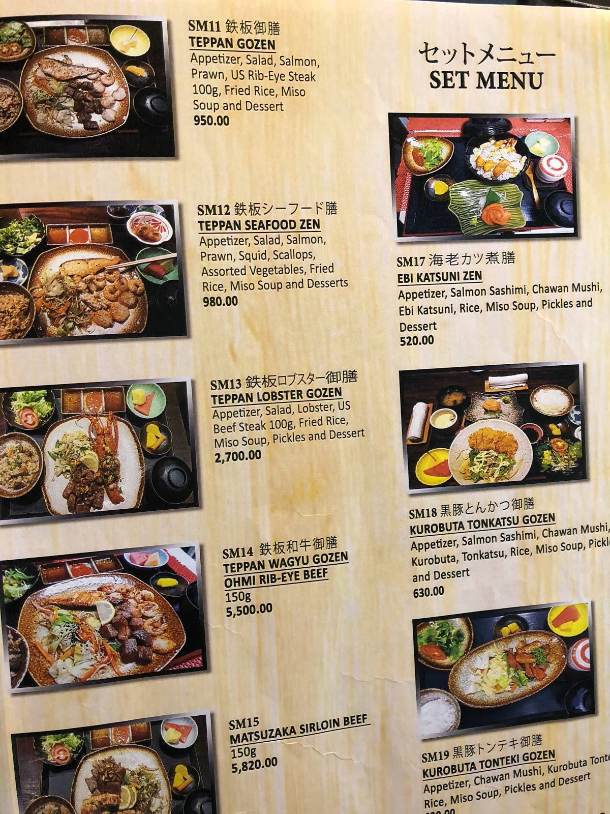 Menu at Ogawa restaurant, Taguig, The Fort Strip