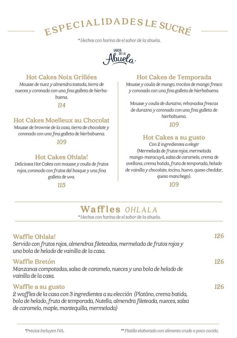 Carta del restaurante Ohlala Panaderia Bistró Chapalita, Guadalajara