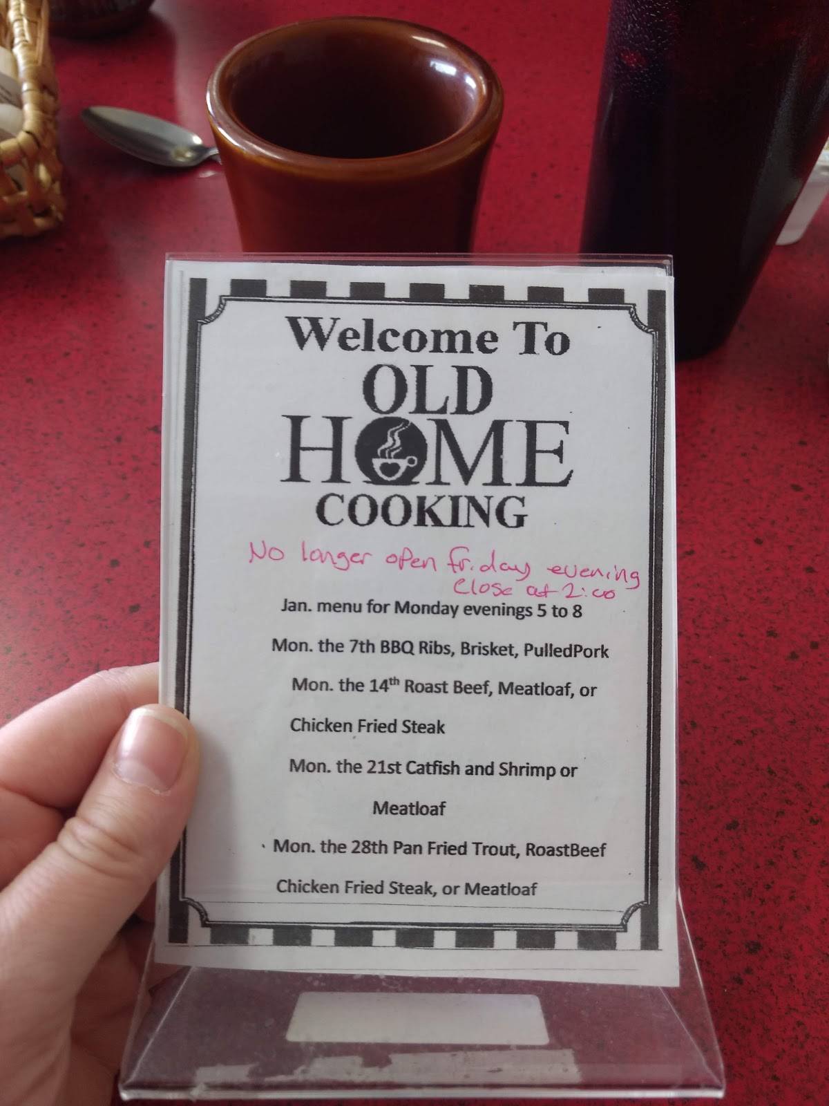 Menu at Old Home Cooking restaurant, Buhl